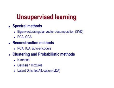 Svd Svd Lecture Unsupervised Learning U Spectral Methods L L U Reconstruction Methods L U