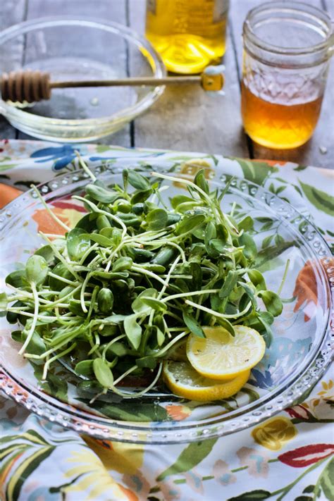 Lemon Honey Salad Dressing Micro Greens Spinach Tiger