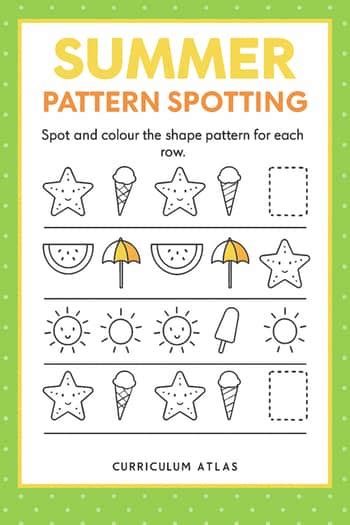 Summer Pattern Spotting Ks1 Maths Worksheet By Curriculum Atlas