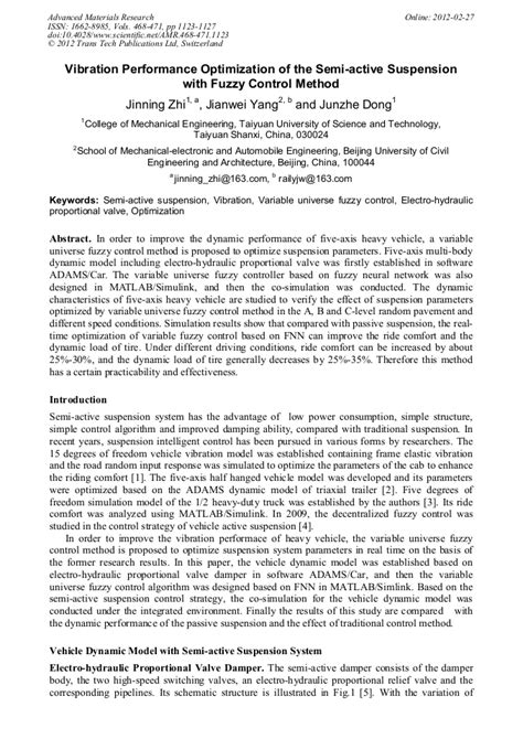 Vibration Performance Optimization Of The Semi Active Suspension With