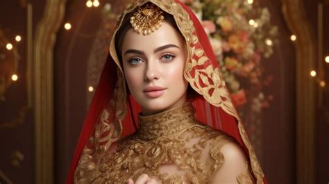 Premium Photo Woman In Red And Gold Outfit