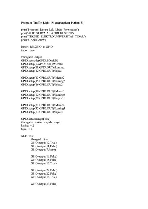 Perancangan Traffic Light Crossroad Berbasis Mikroprosesor Rasbpbery Pi B Docx