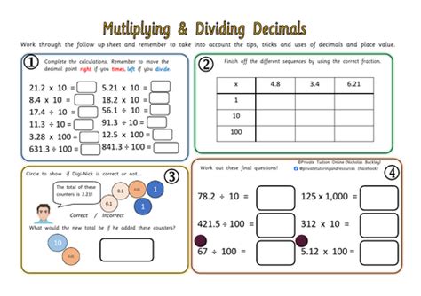 Multiplying Dividing Decimals Worksheet Tes