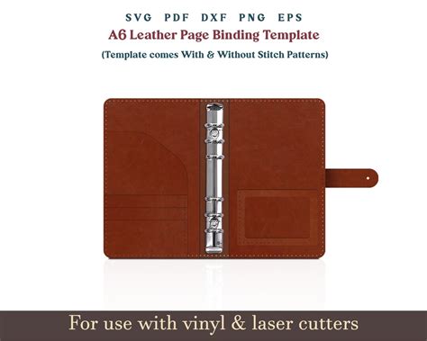 A6 Binding Template Svg Leather A6 Binding Cover Pdf Svg Sleeve