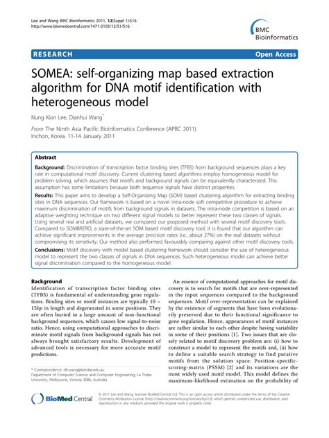 Pdf Somea Self Organizing Map Based Extraction Algorithm For Dna