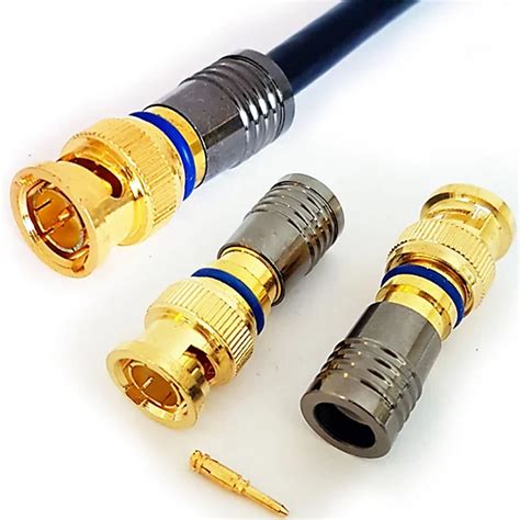20x Bnc Compression Connectors Rg6 Crimp Male Plugs Coaxial Cable Cctv Install