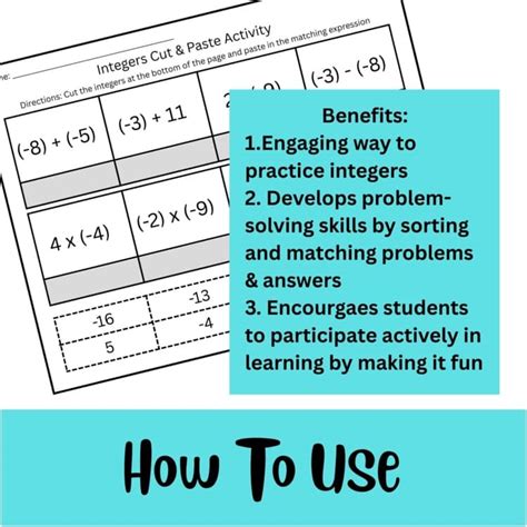 Integer Operations Cut And Paste Activity By Math Adventures In Sixth