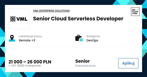 Praca Senior Cloud Serverless Developer Devops Vml Enterprise