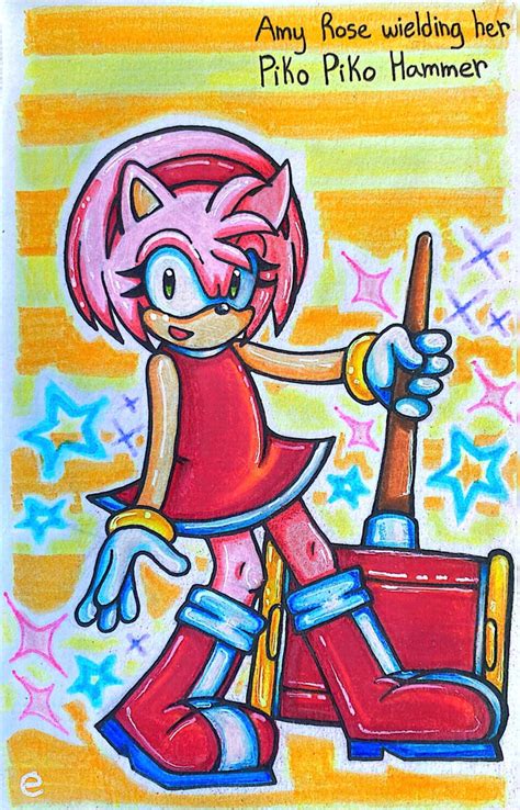 Amy Rose Wielding Her Piko Piko Hammer By Sardinelunch On Deviantart