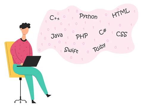 Premium Vector Programmer Sits On A Chair Programmer In Flat Design Man With Laptop