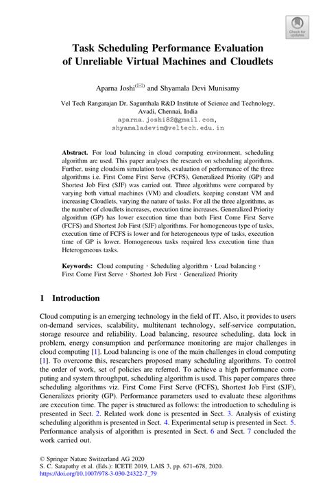 pdf task scheduling performance evaluation of unreliable virtual