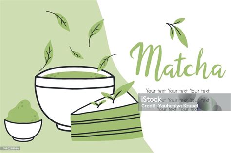 말차 전단지 녹차와 벡터 그림입니다 말차 라떼와 머그잔 녹색 말차 머그잔이 있는 포스터 가루로 빻은에 대한 스톡 벡터 아트 및 기타 이미지 Istock
