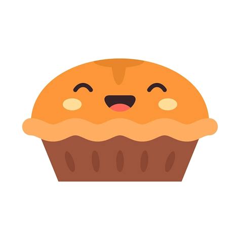 Premium Vector Cute Cartoon Pumpkin Pie Vector Illustration Kawaii Pie