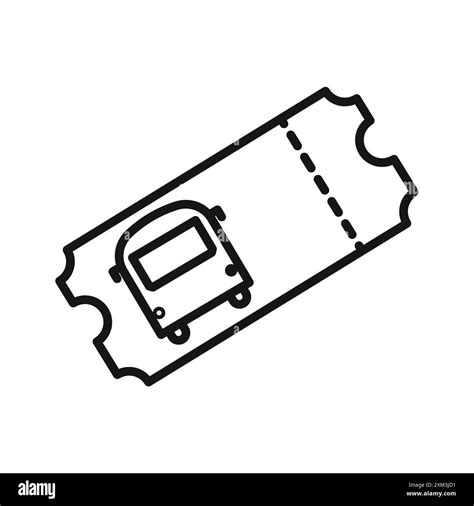 Bus Ticket Icon Black Line Art Vector In Black And White Outline Set Collection Sign Stock