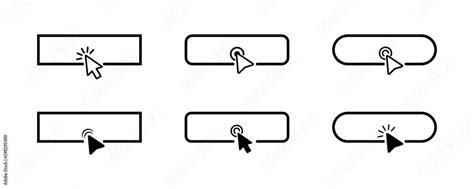 Click Mouse Cursor On Blank Button Set Of Template Web Buttons And