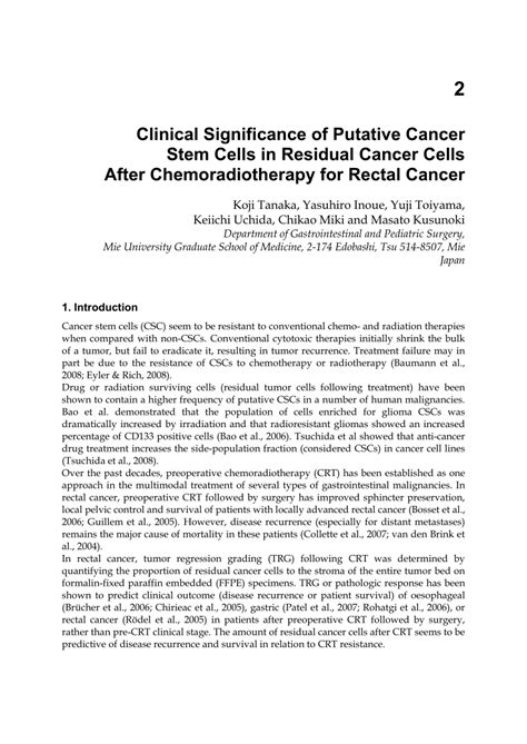 Pdf Clinical Significance Of Putative Cancer Stem Cells In Residual Cancer Cells After