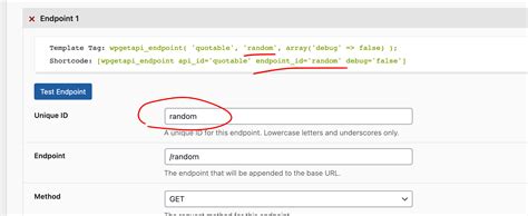 endpoint page wpgetapi