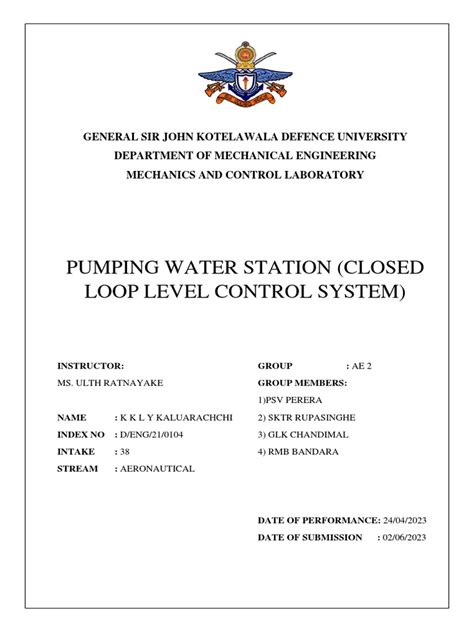 Lab Report Pdf Control System Control Theory