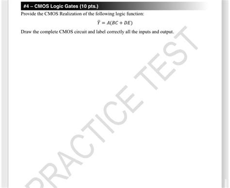 4 Cmos Logic Gates 10 Pts Provide The Cmos Realization Of The