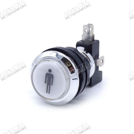 Illuminated Chrome Push Button 1 Player White