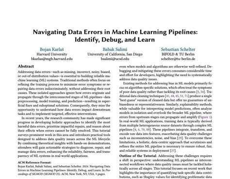 our tutorial on navigating data errors in machine learning pipelines … sebastian schelter