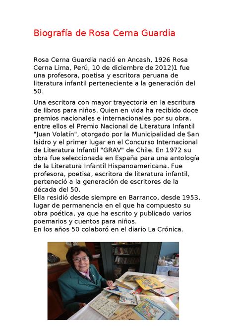 Biografía De Rosa Cerna Guardia Biografía De Rosa Cerna Guardia Rosa Cerna Guardia Nació En