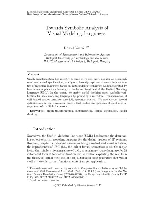 Pdf Towards Symbolic Analysis Of Visual Modeling Languages