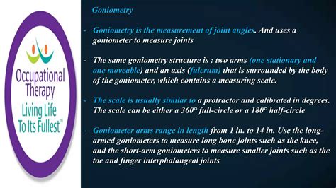 Occupational Therapy Goniometry Measurement Range Of Motion PPTX