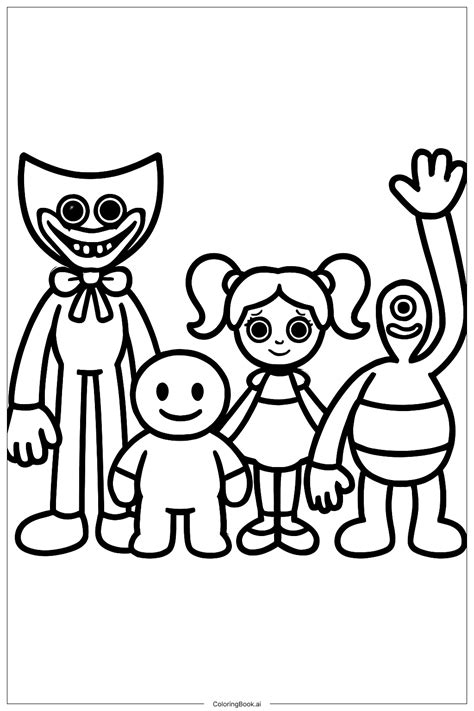 포피 플레이타임 캐릭터 실루엣 그룹 색칠하기 페이지 무료 Pdfandpng 인쇄 가능