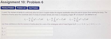 solved assignment 10 problem 6 previous problem probler