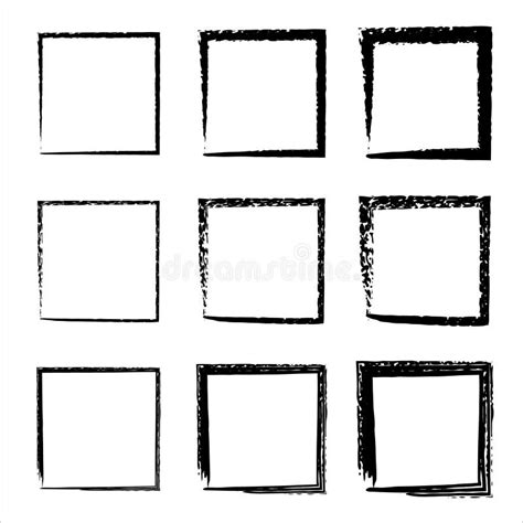 Grunge Frames Vector Set Handdrawn Square Frame Grunge Style Set Of Square Shapes Stock Vector