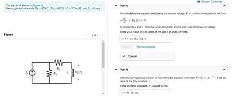Solved Review Constants Part A For The Circuit Shown In Chegg