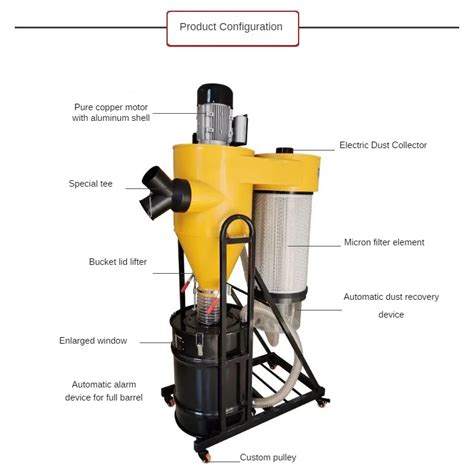 Cyclone Dust Collector 3 Micron Filter Industrial Dust Collector 3hp