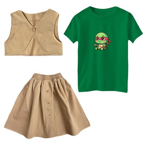 قیمت و خرید ست 3 تکه لباس دخترانه مدل لاک پشت نینجا کد 02 رنگ سبز