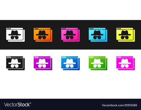 Set Browser Incognito Window Icon Isolated Vector Image