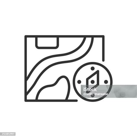 지도와 나침반 선형 아이콘입니다 편집 가능한 획이 있는 선 나침반에 대한 스톡 벡터 아트 및 기타 이미지 나침반 도로 동쪽 Istock