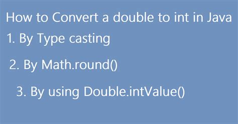 How To Convert Double To Int In Java Example