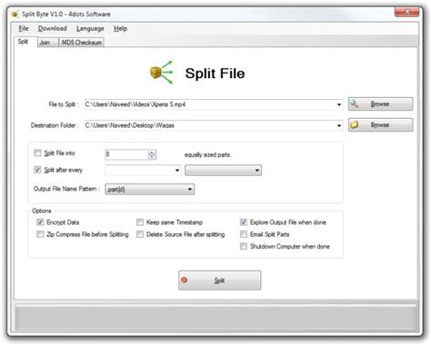 Split And Join Files With Md5 Checksum Signature Verification