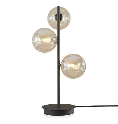 Fulesi 블랙 글로브 테이블 램프 3가지 조명 미드 센추리 모던 책상 컨템포러리 코냑 유리 독서 침실 거 티몬