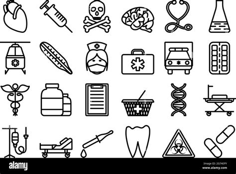 Medical Icon Set Bold Outline Design With Editable Stroke Width Vector Illustration Stock