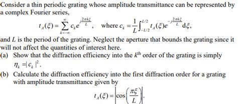 Solved Consider A Thin Periodic Grating Whose Amplitude