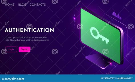 Computer Screen With Lock Symbol Authentication And Security Concept Stock Vector