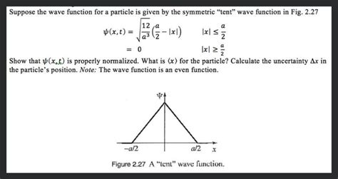Suppose The Wave Function For A Particle Is Given By The Symmetric Tent