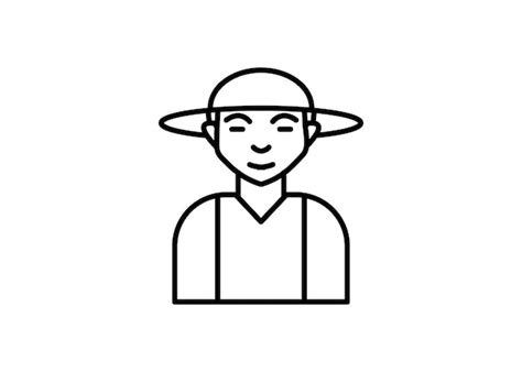 농부 아이콘 라인 디자인 템플릿 일러스트레이션 격리 프리미엄 벡터