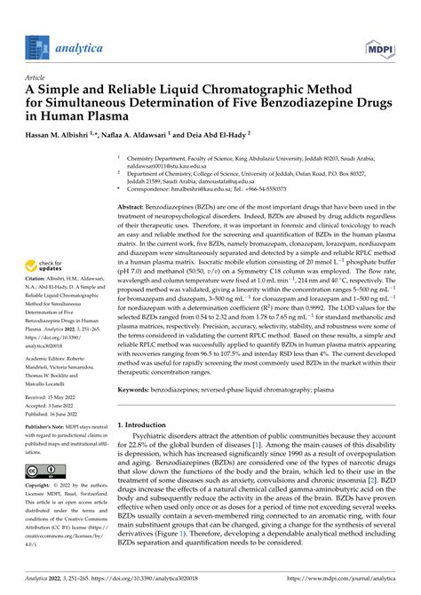 Pdf A Simple And Reliable Liquid Chromatographic Method For Simultaneous Determination Of Five