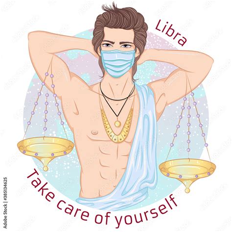 Zodiac Vector Illustration Of The Astrological Sign Of Libra As A Man With A Naked Torso