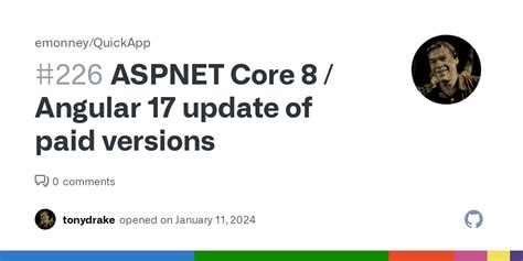 aspnet core 8 angular 17 update of paid versions · issue 226 · emonney quickapp · github