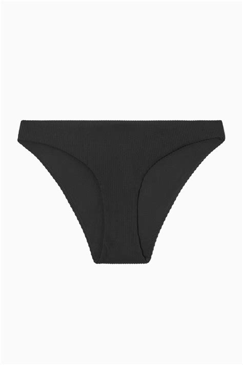 Square Neck Ribbed Bikini Top Black