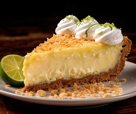Premium Ai Image A Slice Of Key Lime Pie With A Graham Cracker Crust