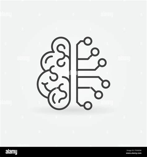 Cyberbrain Outline Icon Vector Artificial Intelligence Brain Concept Thin Line Symbol Stock